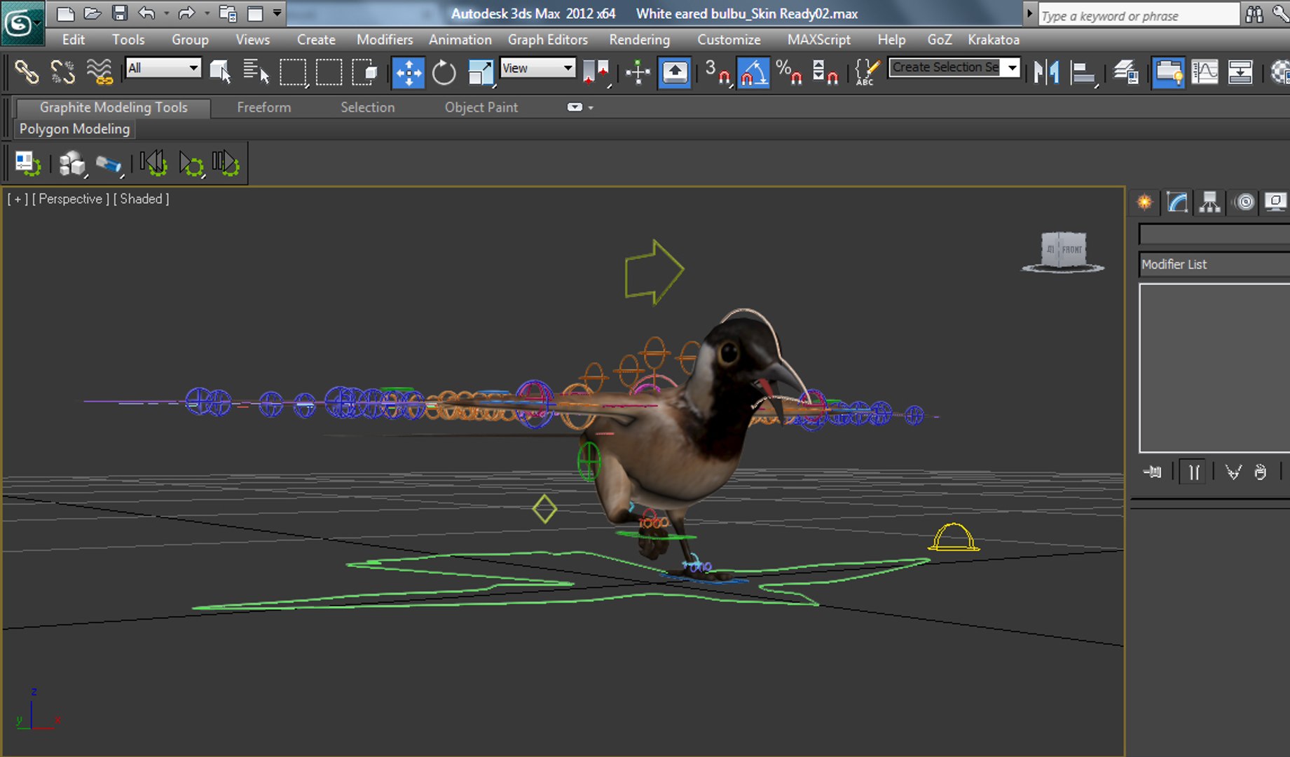3d White Eared Bulbul Rigged Bird Model
