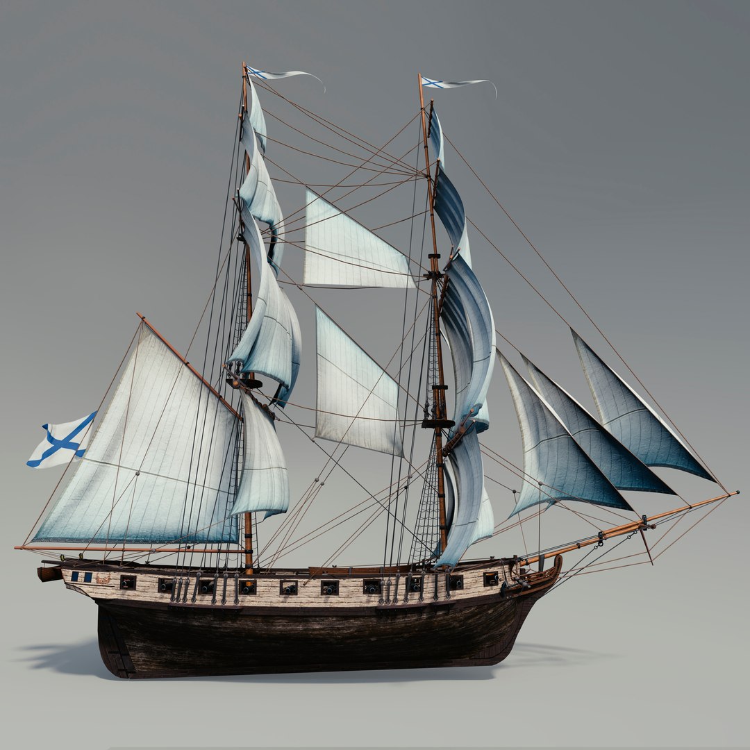 3D Ship Boat Brig Model - TurboSquid 1311117