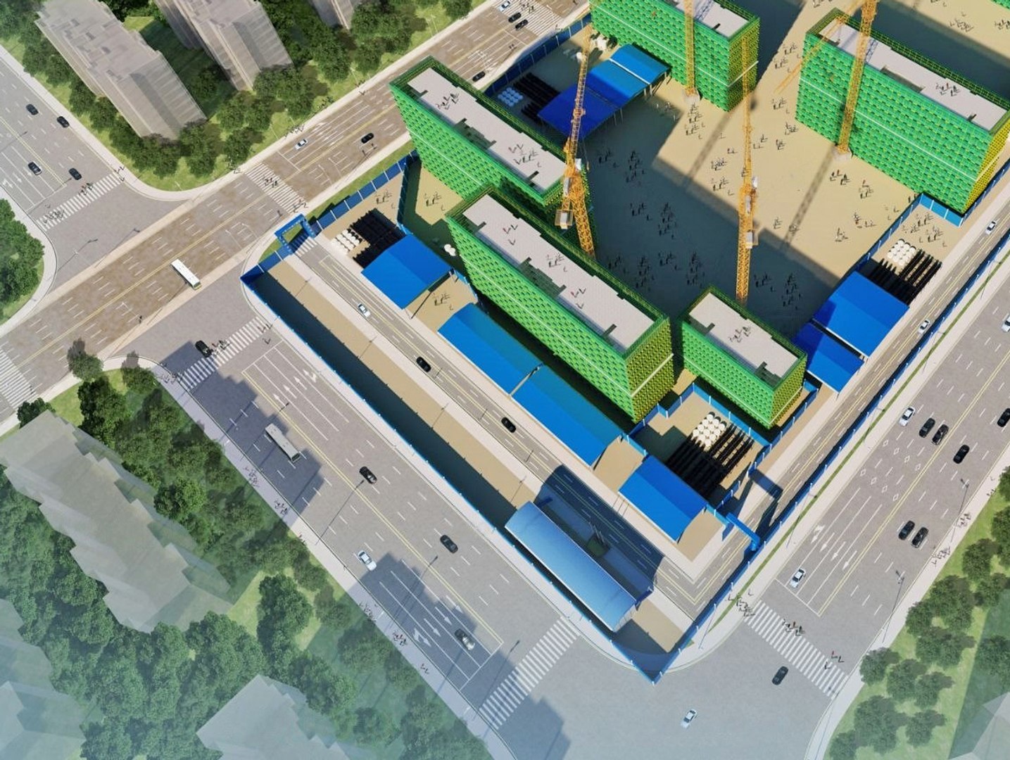 Contemporary Housing Project Under Construction Model - TurboSquid 2484029