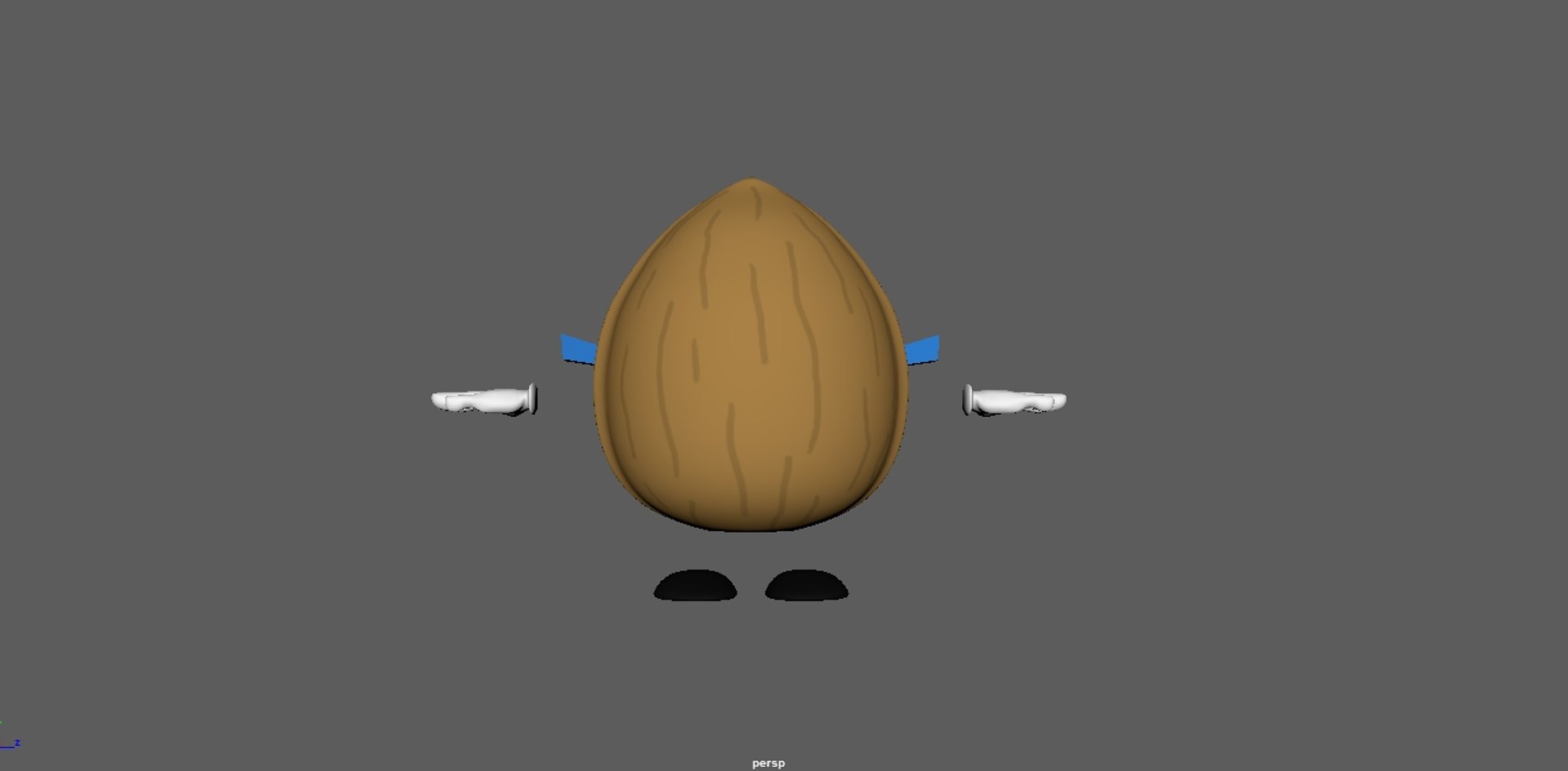 3d walnut cartoon character rigged