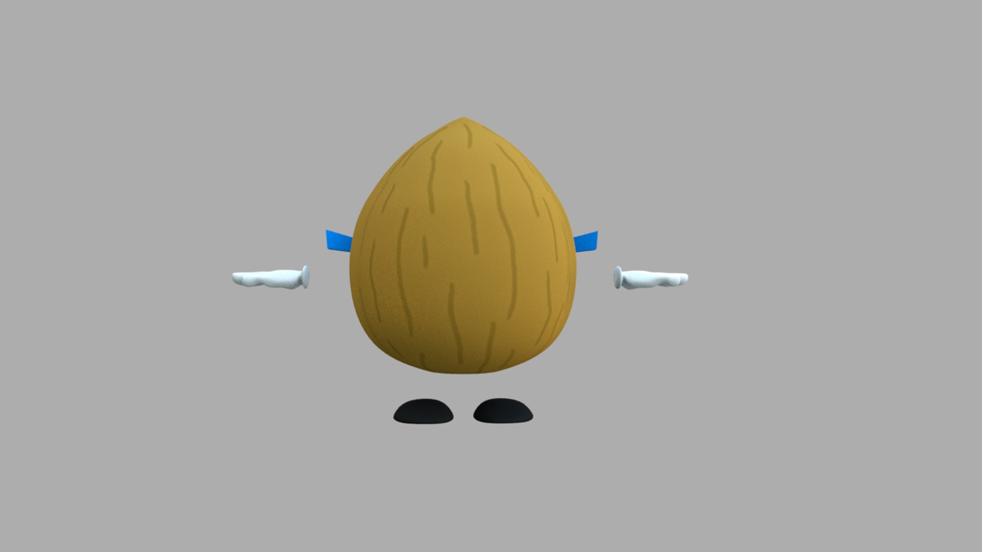 3d walnut cartoon character rigged