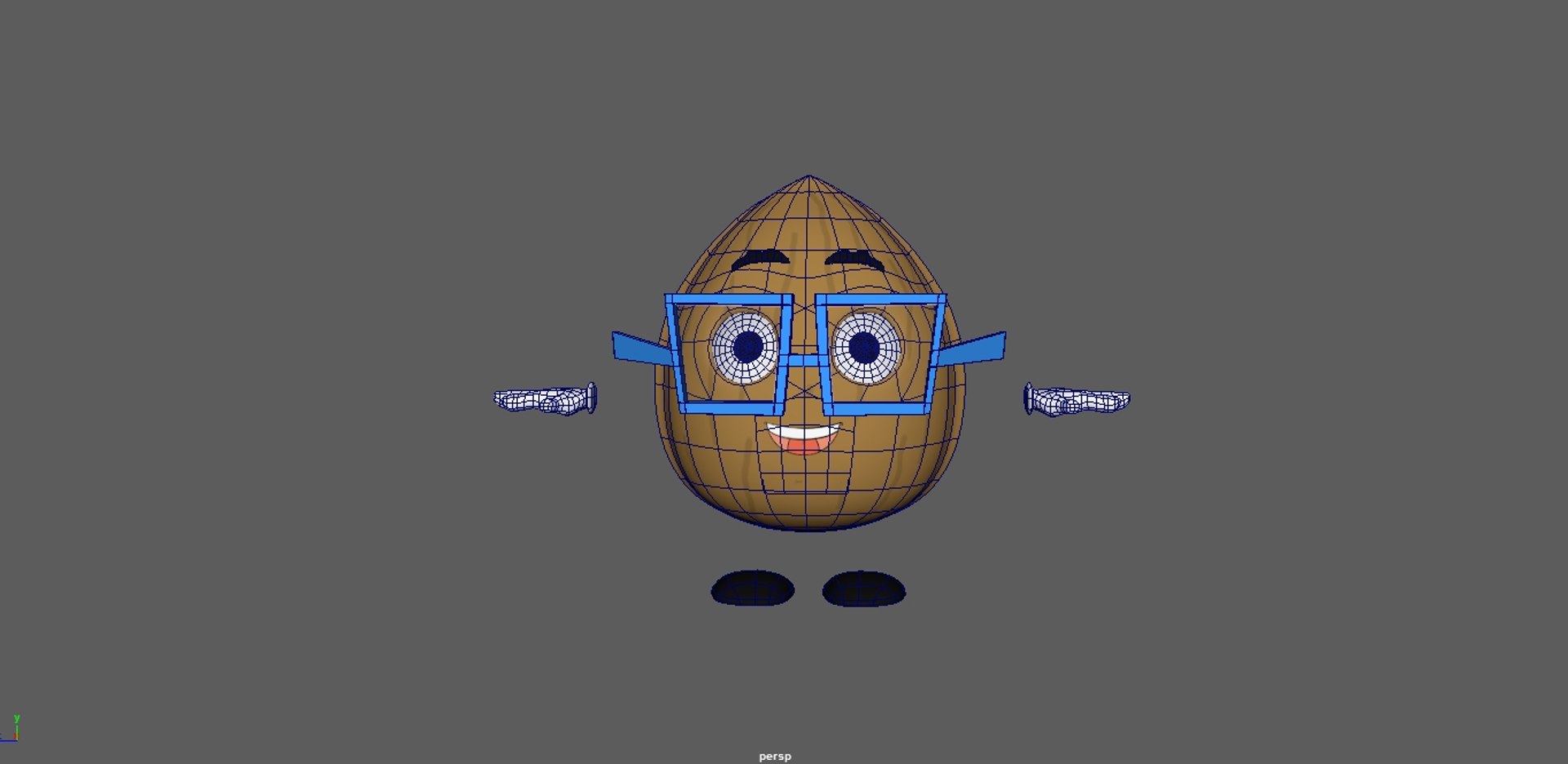 3d walnut cartoon character rigged