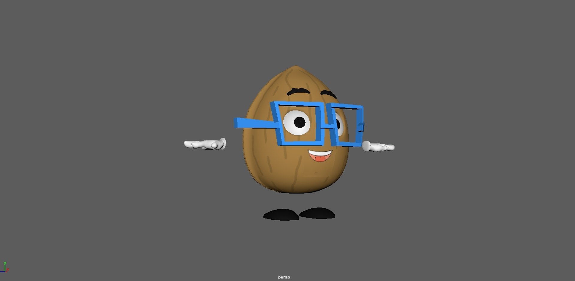 3d walnut cartoon character rigged