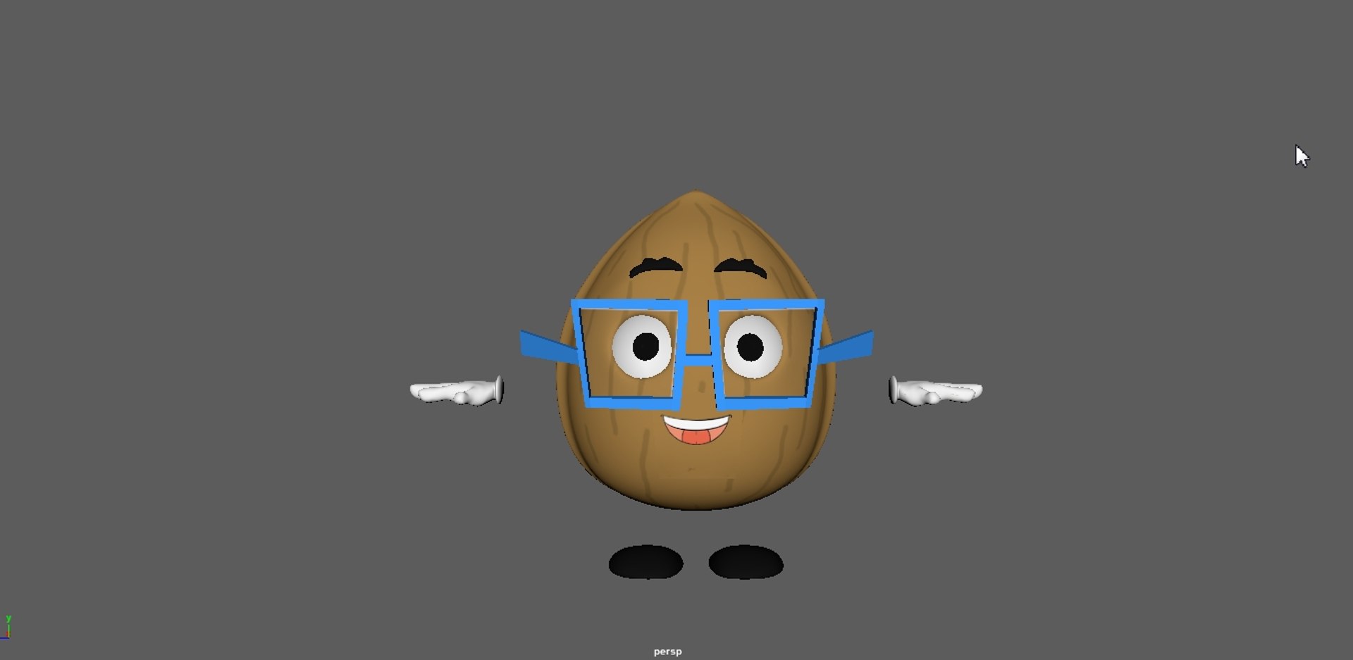 3d walnut cartoon character rigged