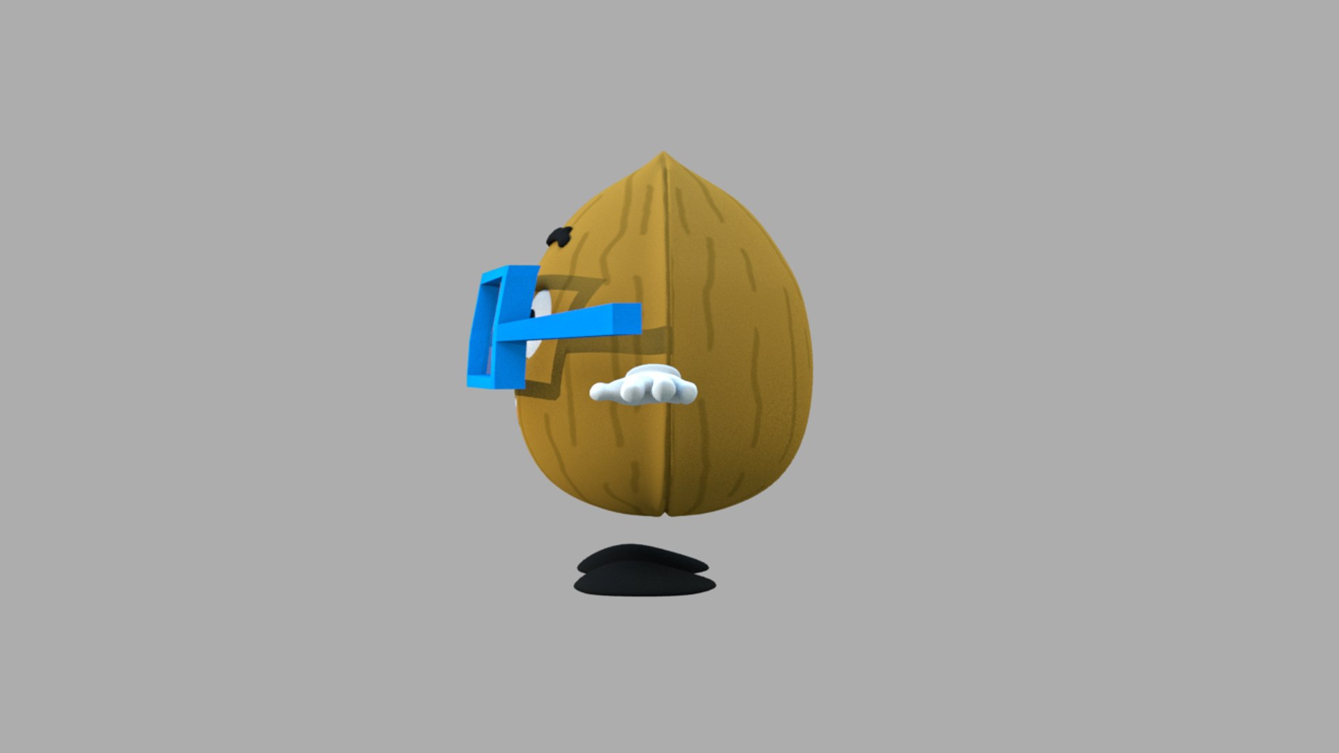 3d walnut cartoon character rigged