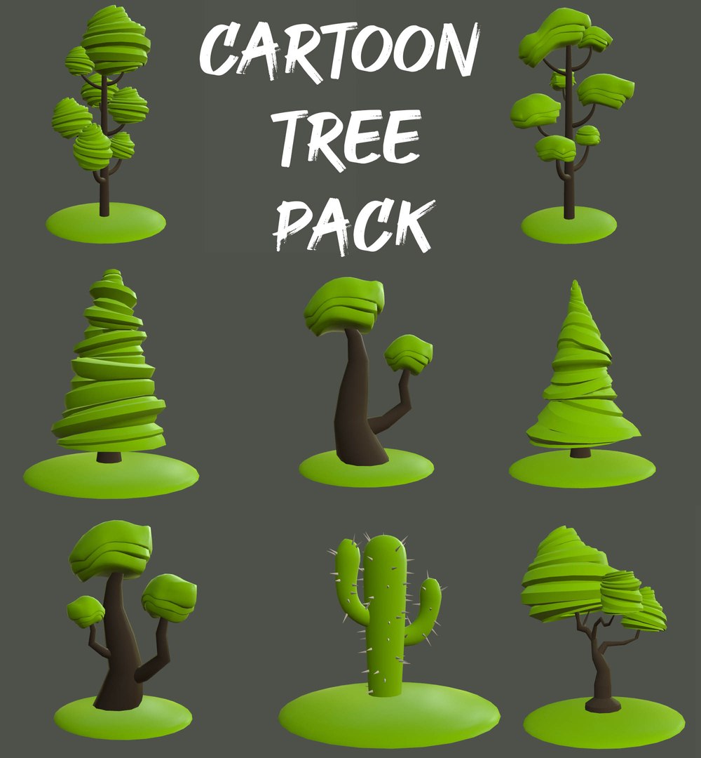 Stylized cartoon trees 3D model - TurboSquid 1410913