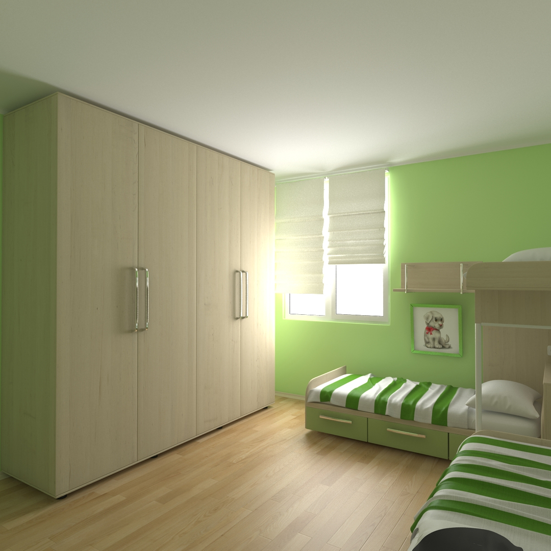3d childrens bedroom design model
