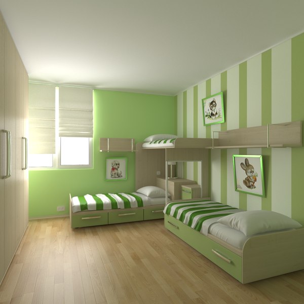 3d childrens bedroom design model