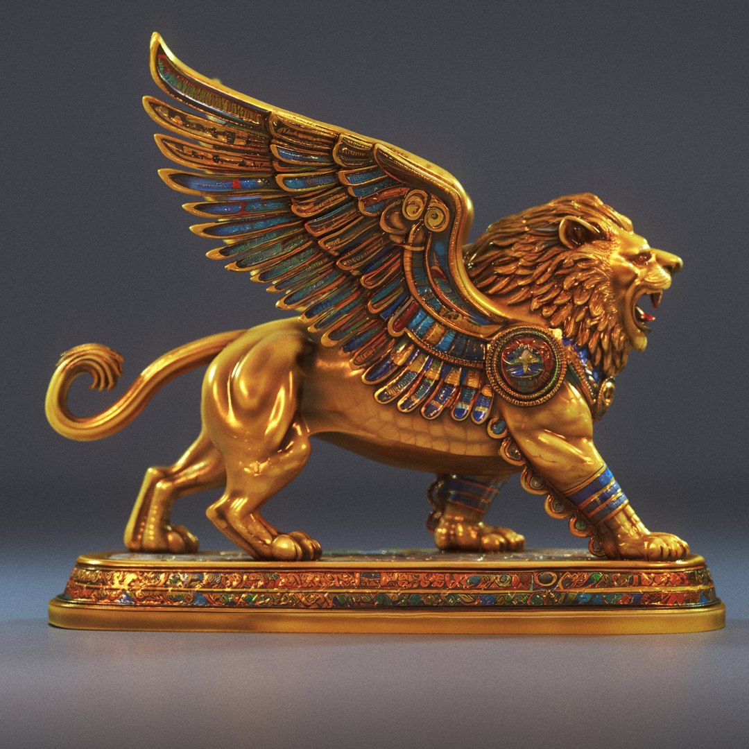 3D Gold Griffin Lion Ancient Egyptian Sculptures - TurboSquid 2504779