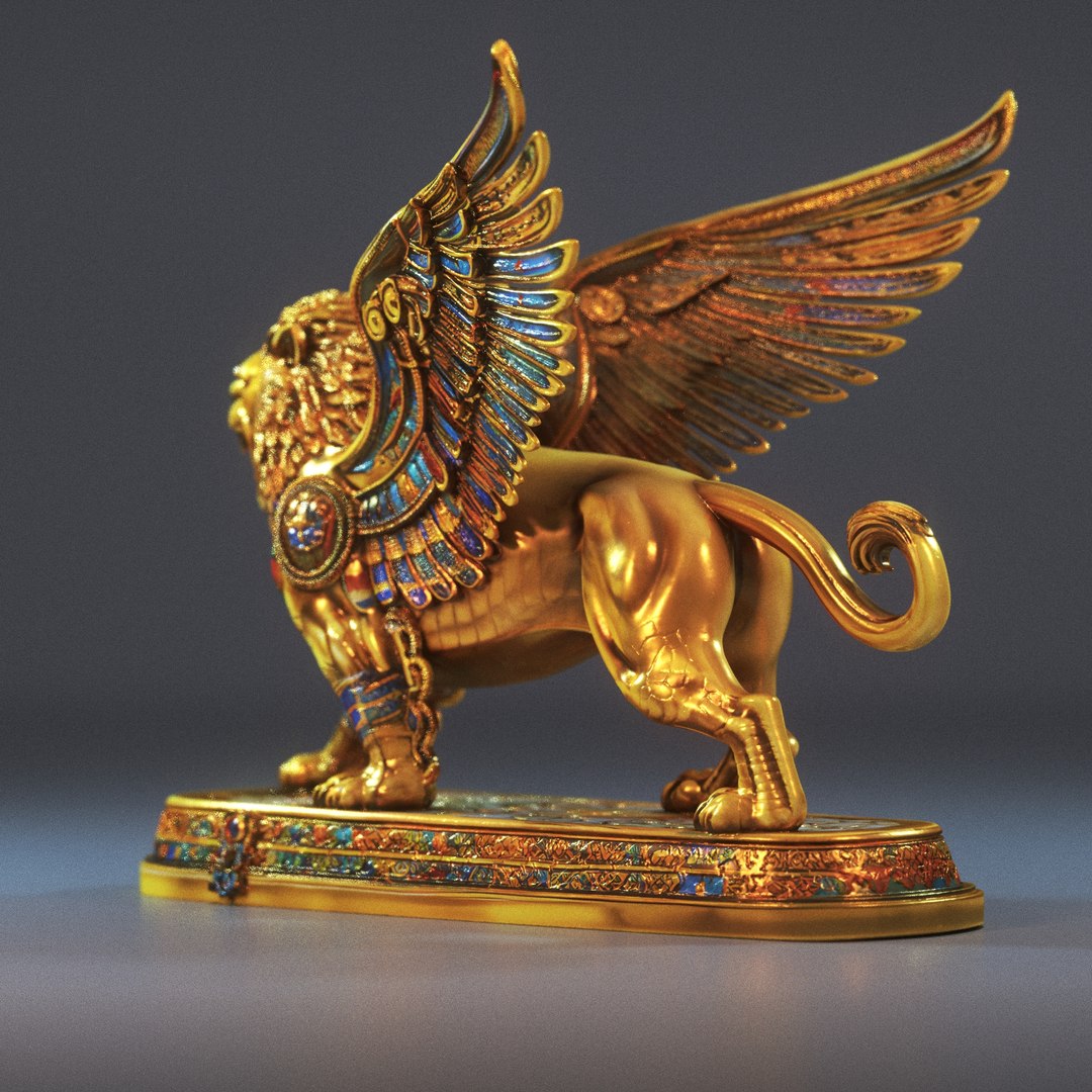 3D Gold Griffin Lion Ancient Egyptian Sculptures - TurboSquid 2504779