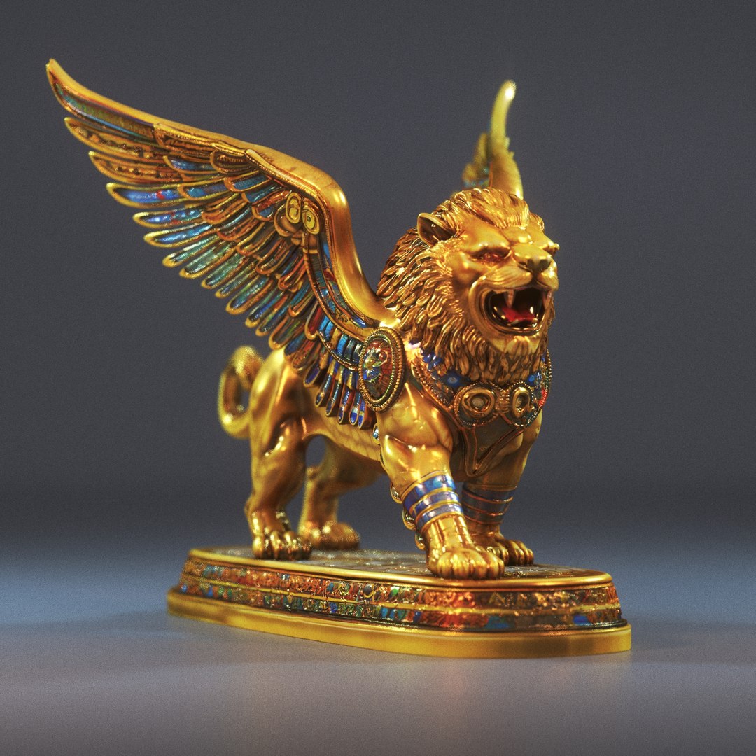3D Gold Griffin Lion Ancient Egyptian Sculptures - TurboSquid 2504779