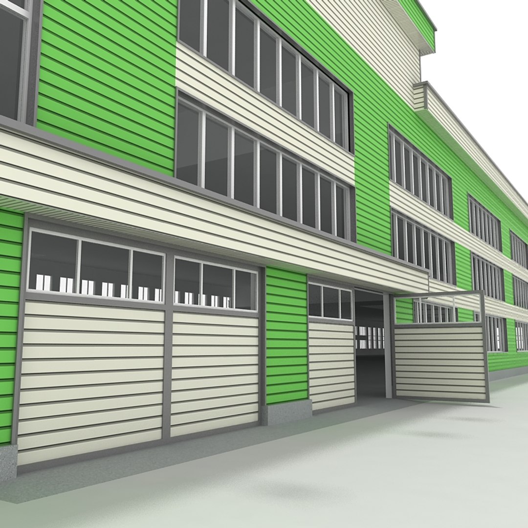 3d factory building 01 model