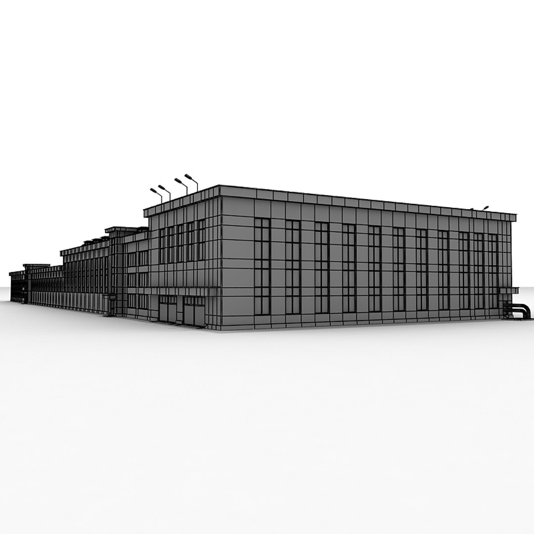 3d factory building 01 model