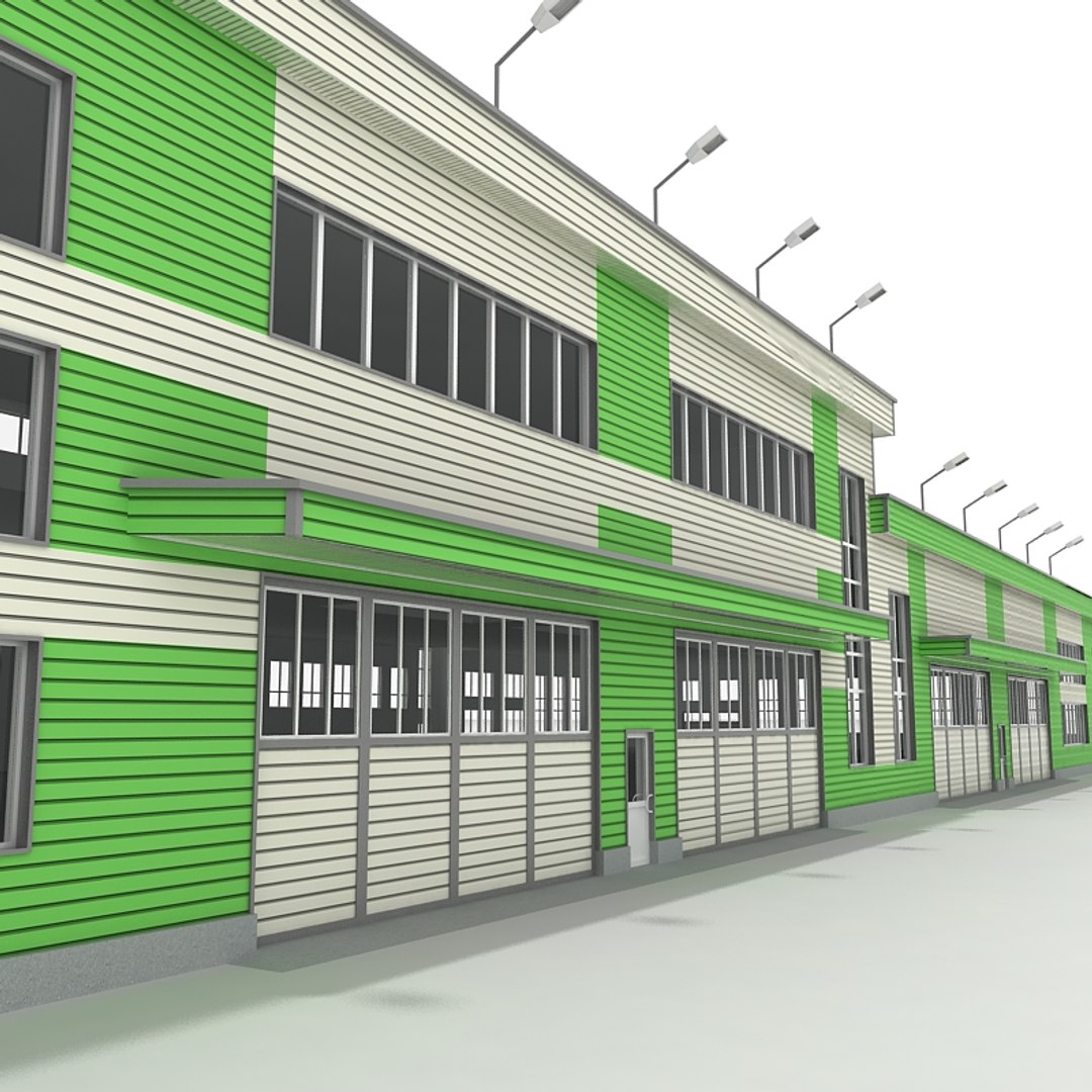 3d factory building 01 model