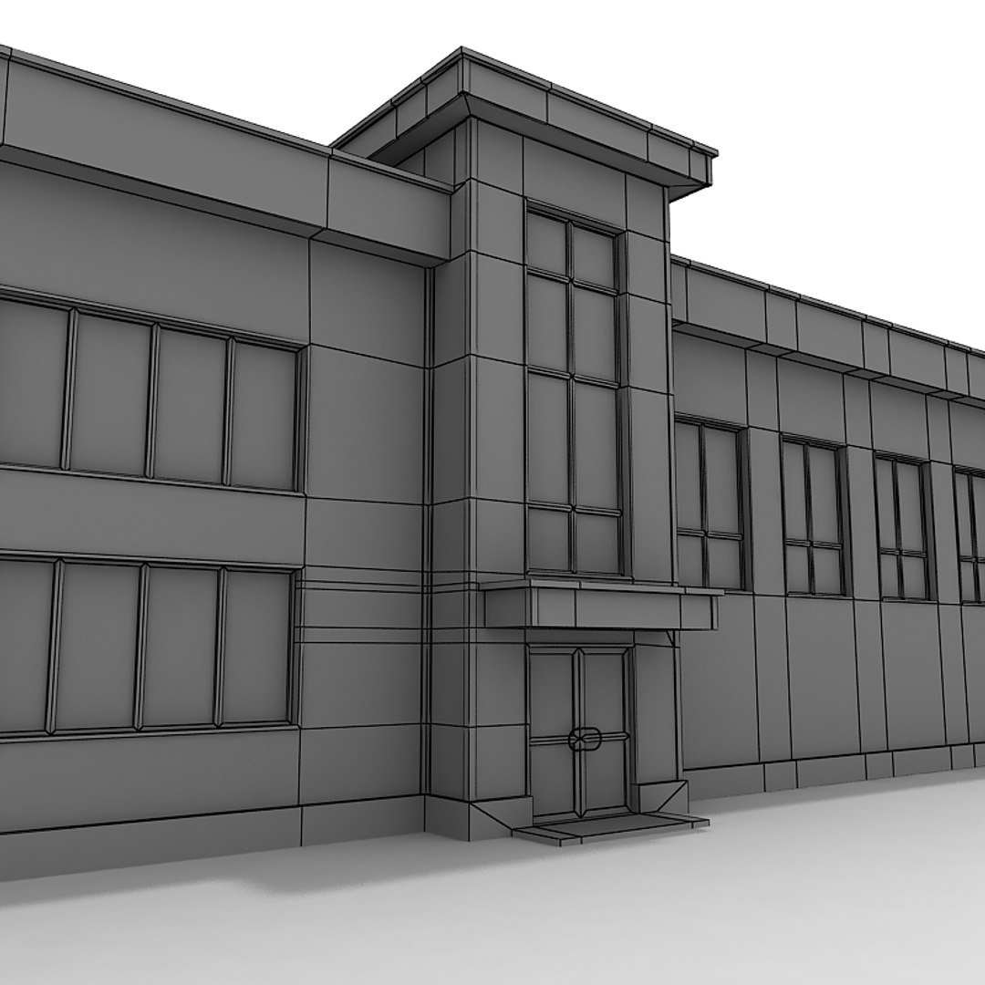 3d factory building 01 model