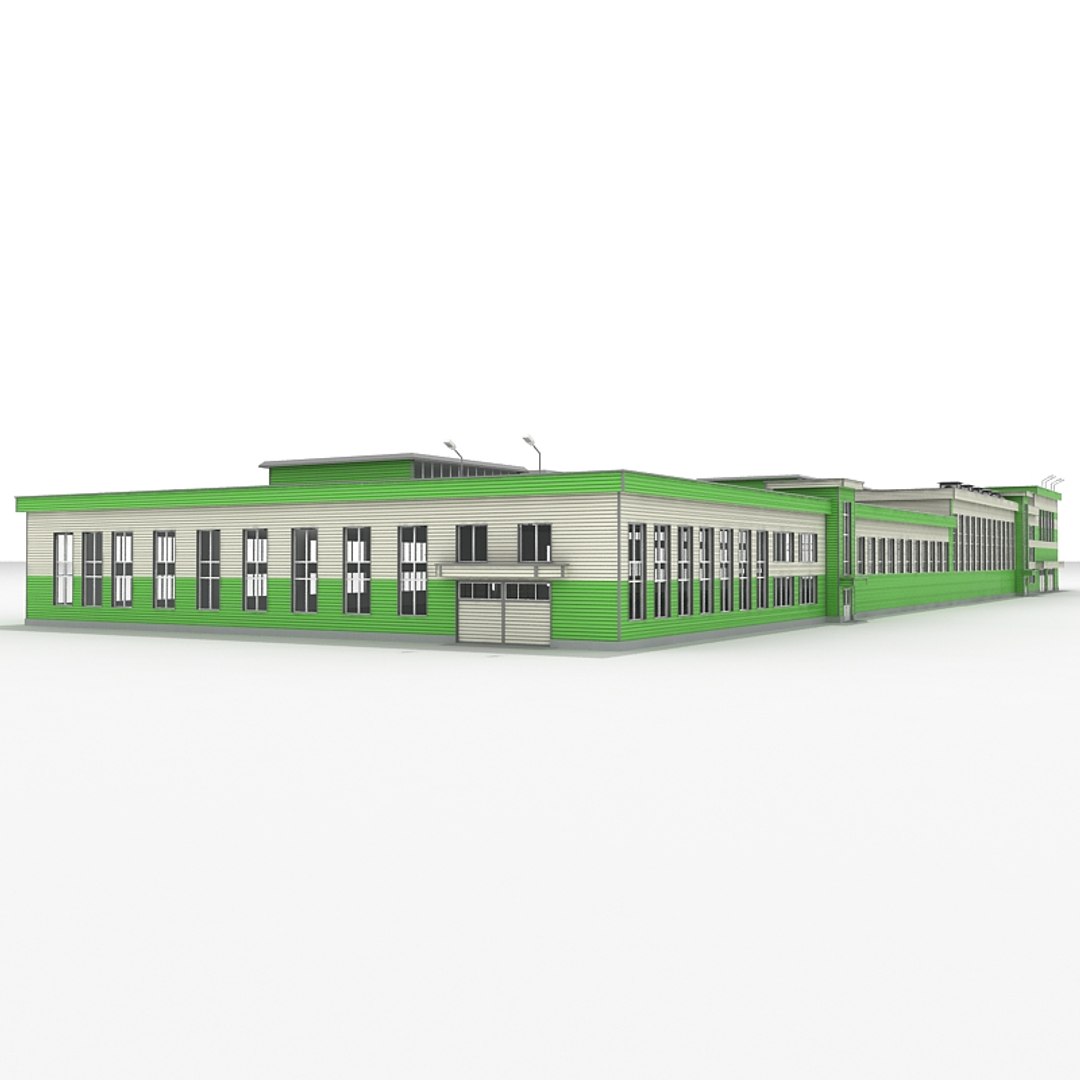 3d factory building 01 model