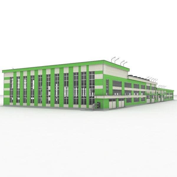 3d factory building 01 model