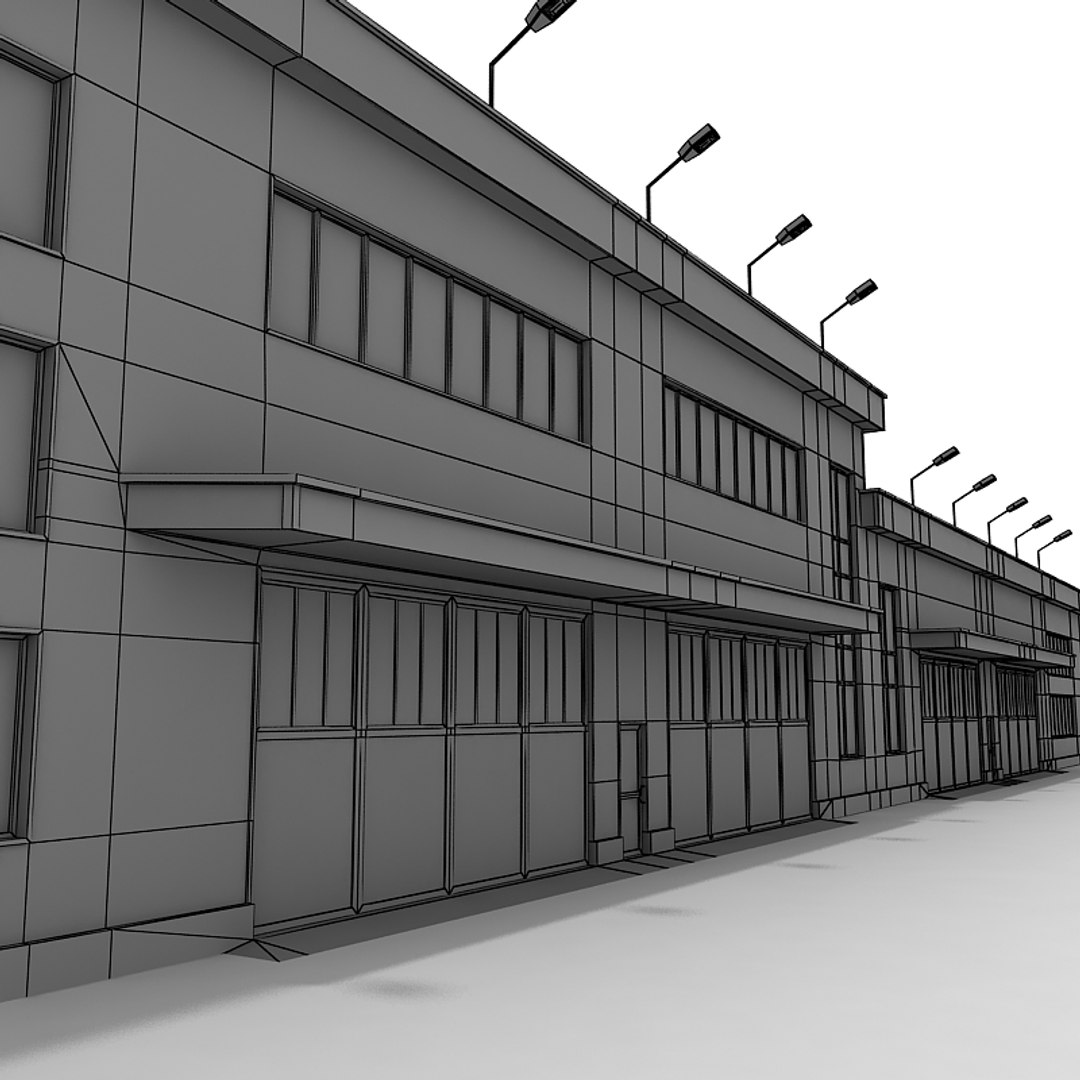 3d factory building 01 model