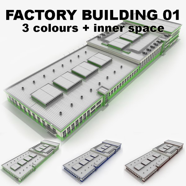 3d factory building 01 model