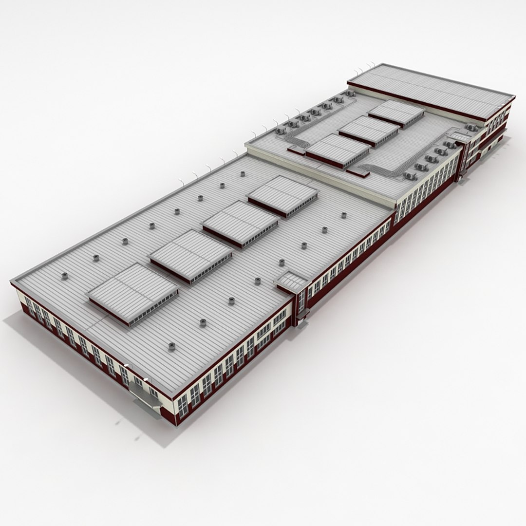 3d factory building 01 model