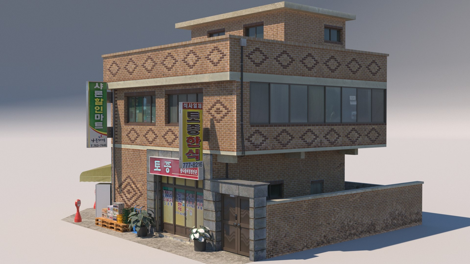 3D Model Korean Buildings Bundle 1 - TurboSquid 2378647