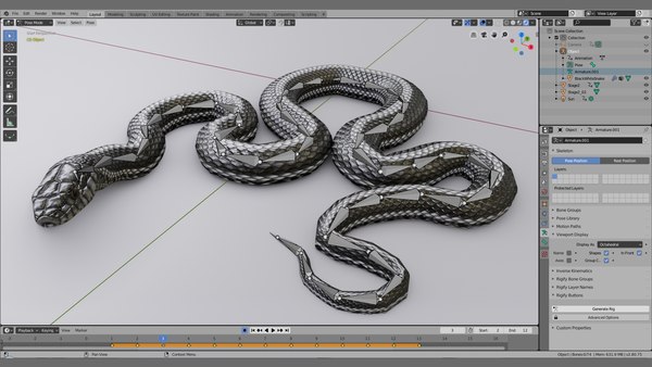 3D model black white snake - TurboSquid 1265358
