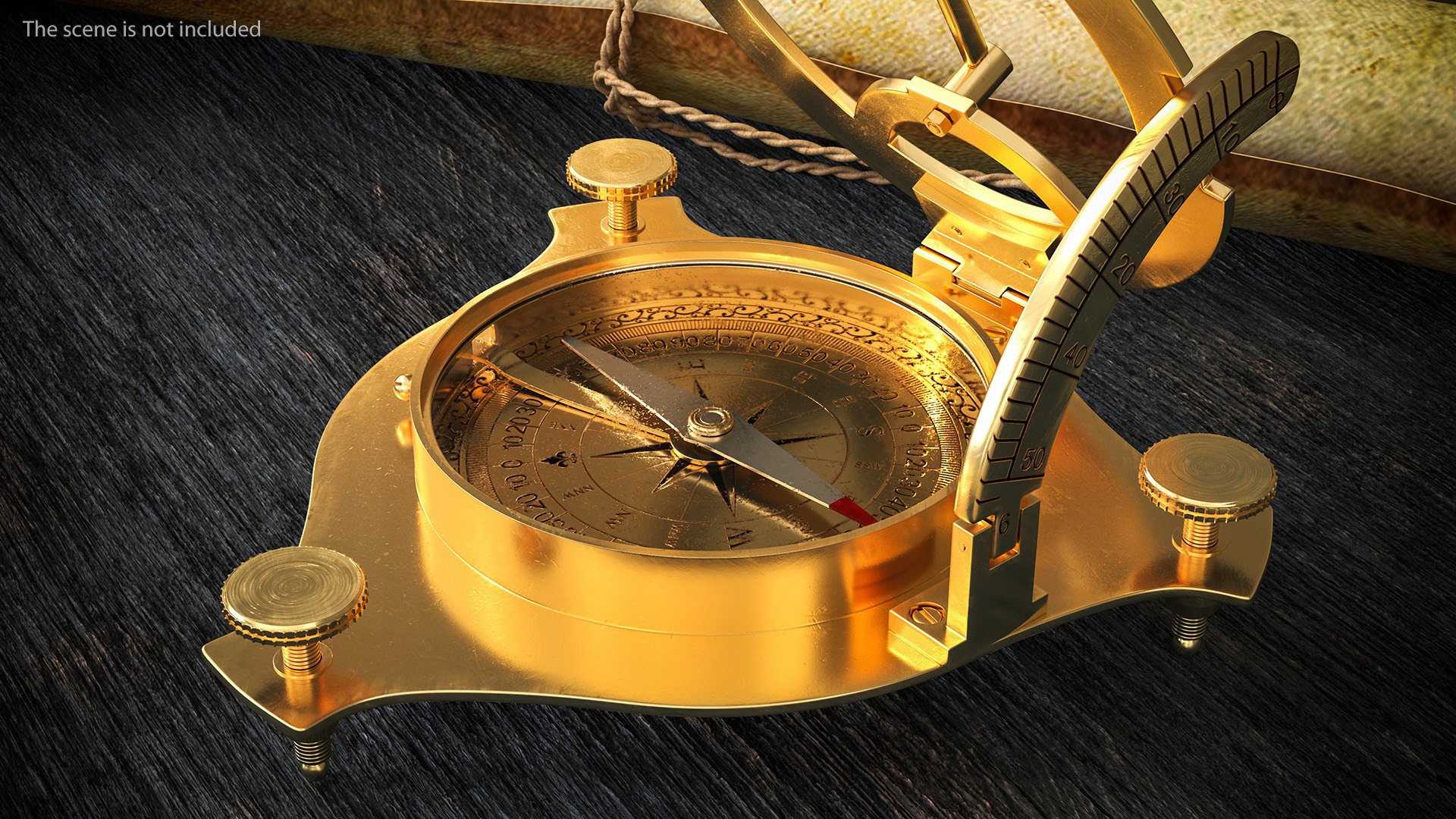 3D Model Opened Old Brass Compass With Sundial - TurboSquid 2213199
