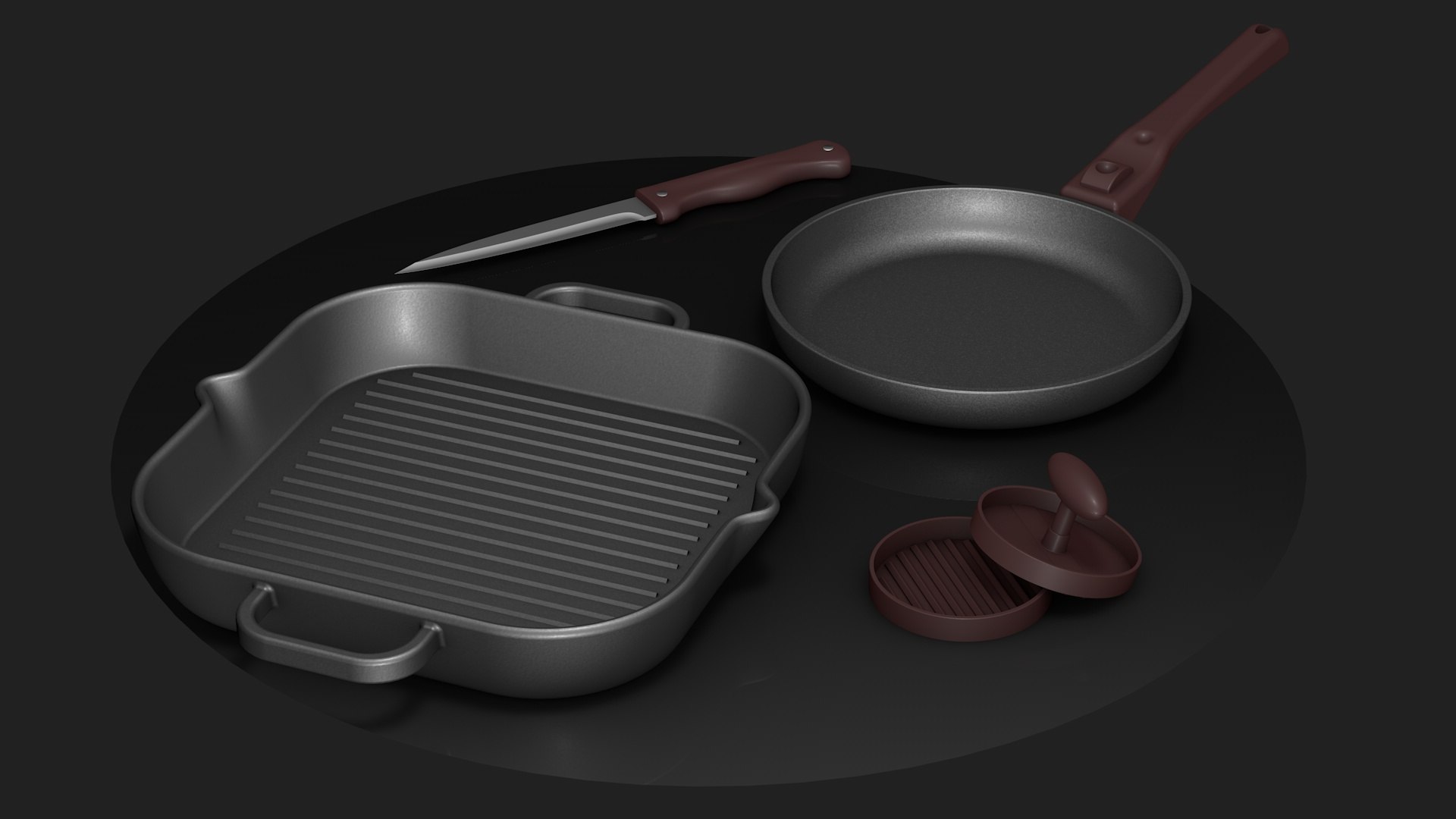 Set for cooking meat dishes 3D model - TurboSquid 2065403