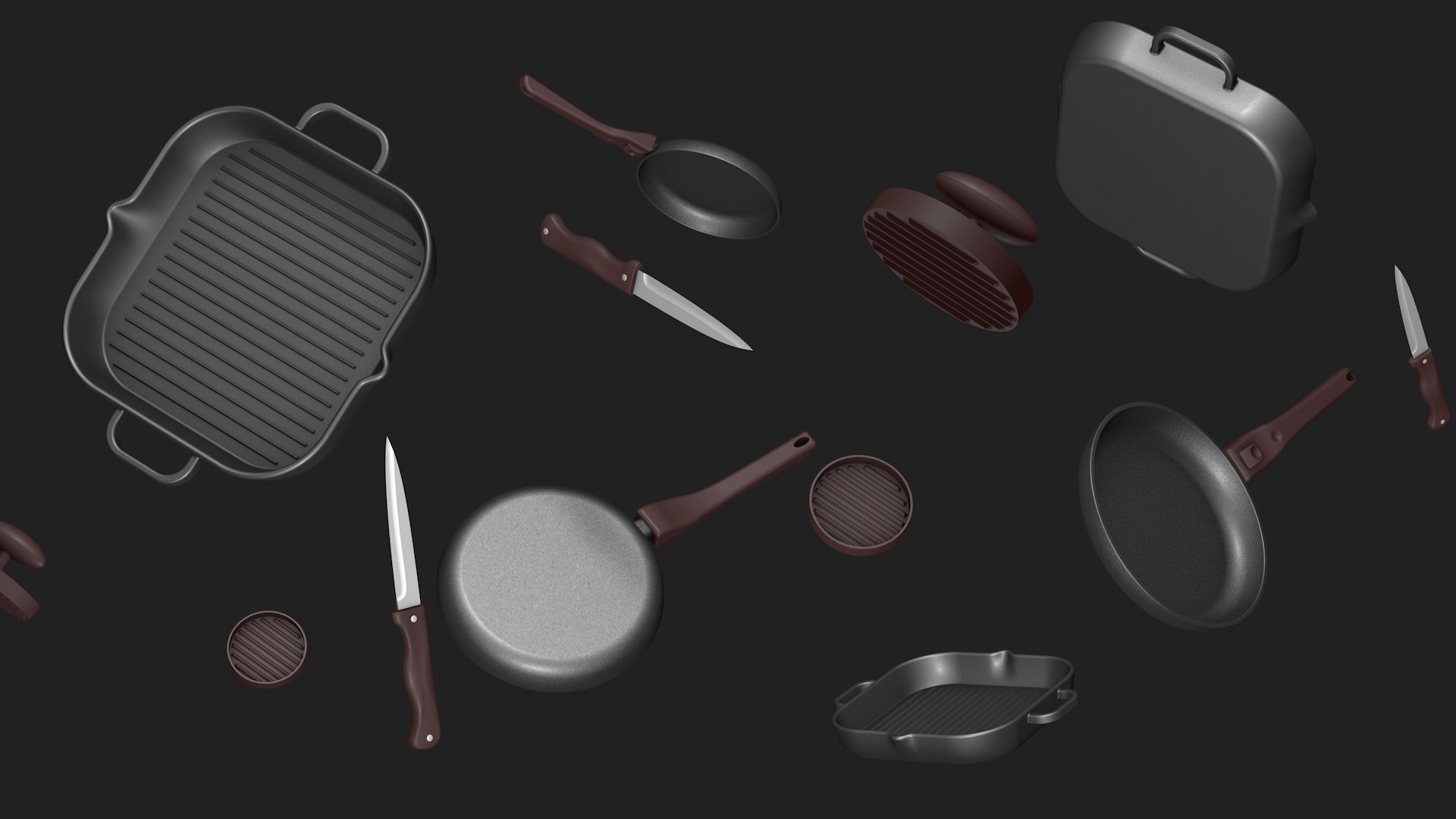 Set for cooking meat dishes 3D model - TurboSquid 2065403
