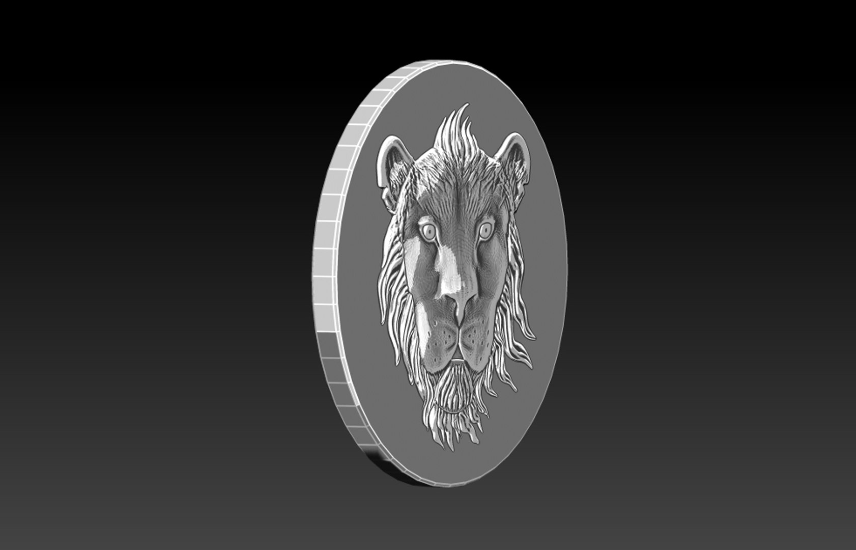 3d Tsavo Lion Head Coin Model