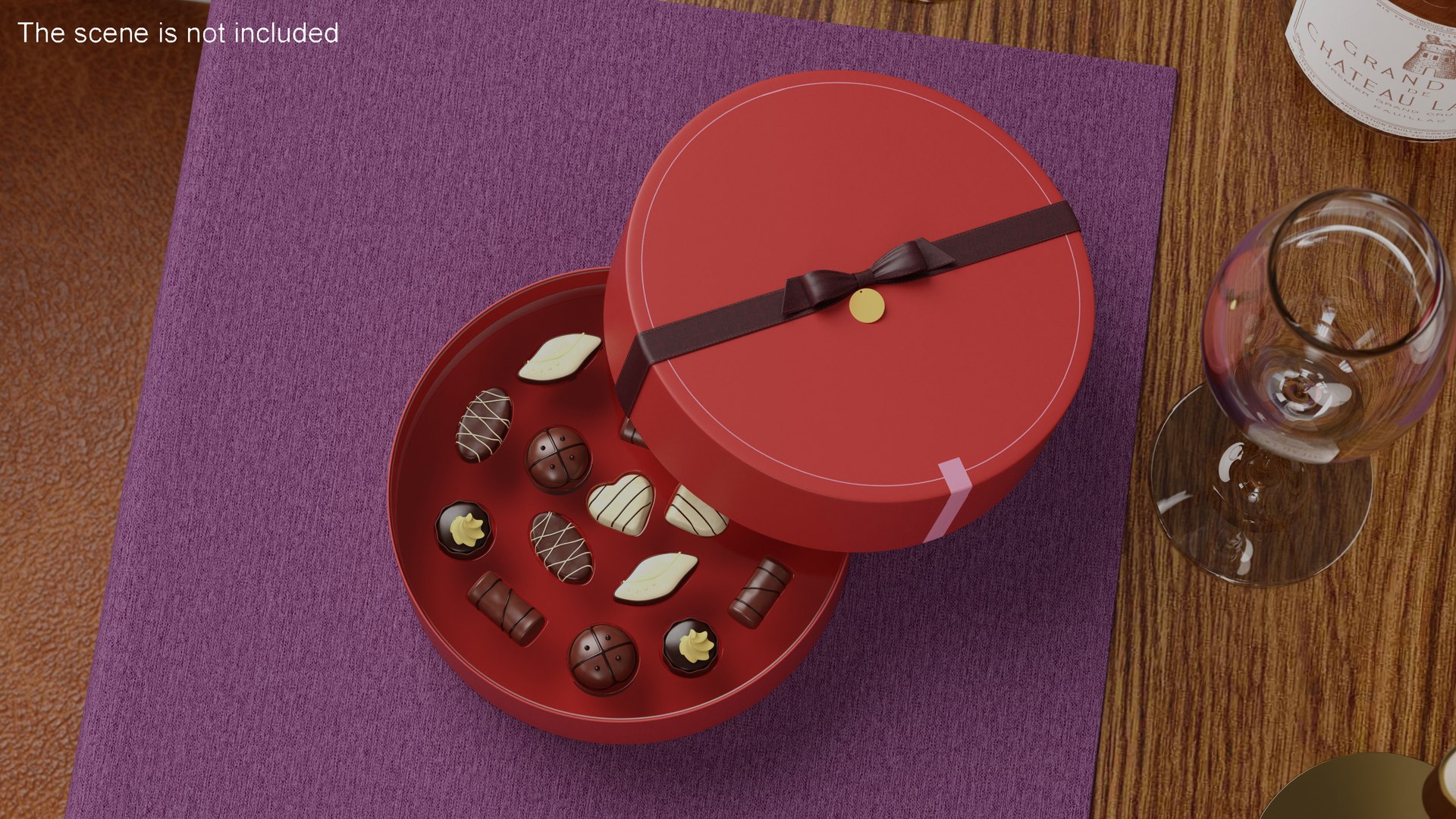3D Model Round Chocolate Box Open Red - TurboSquid 2069293