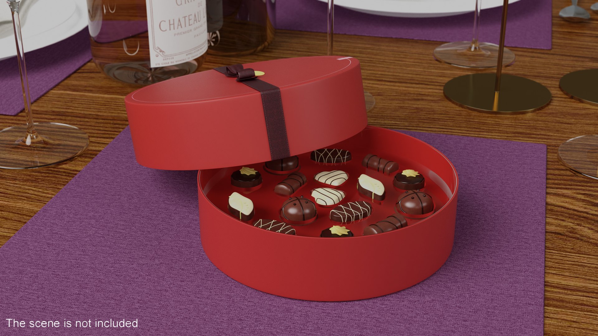 3D Model Round Chocolate Box Open Red - TurboSquid 2069293