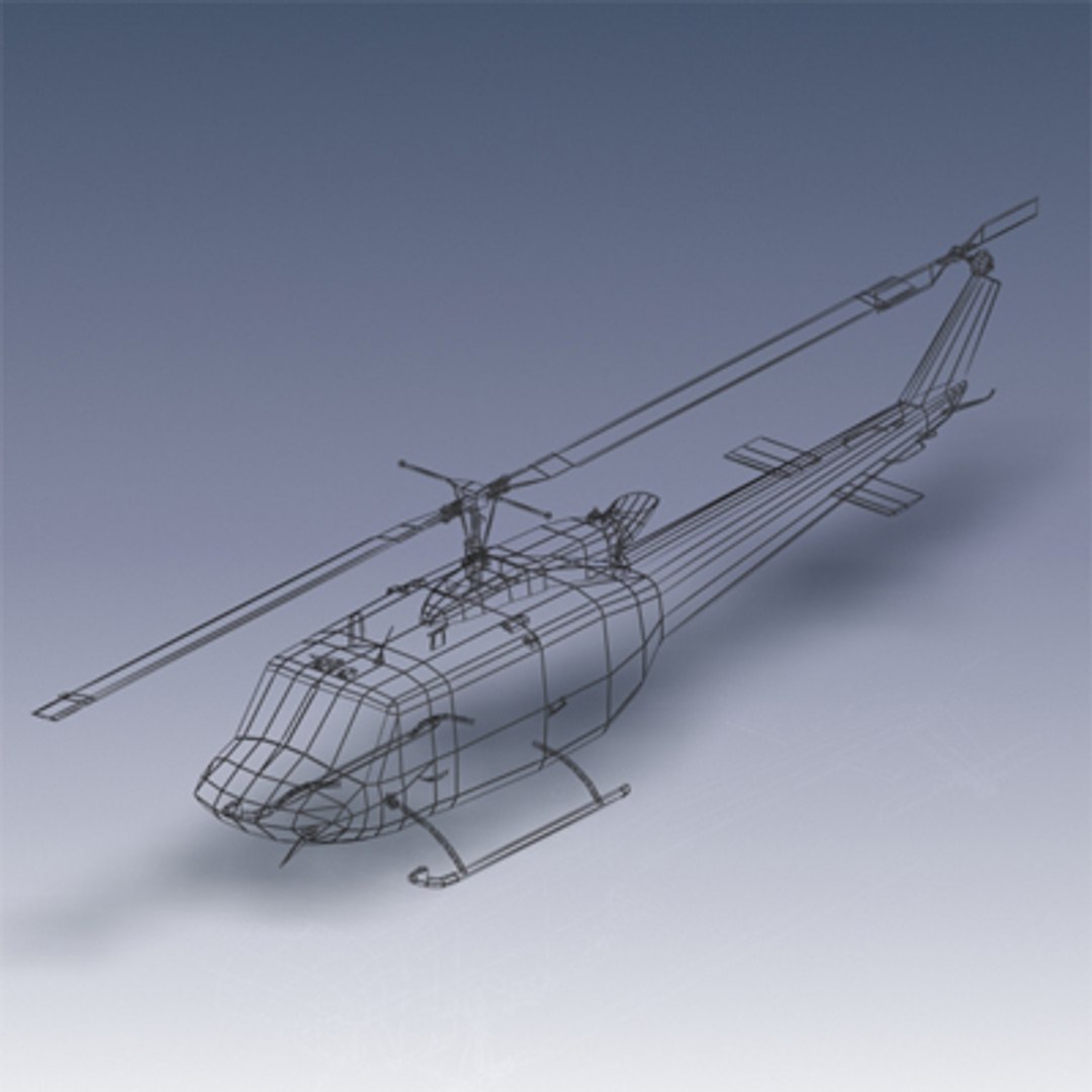 3d Usaf Th-1h Helicopter Model