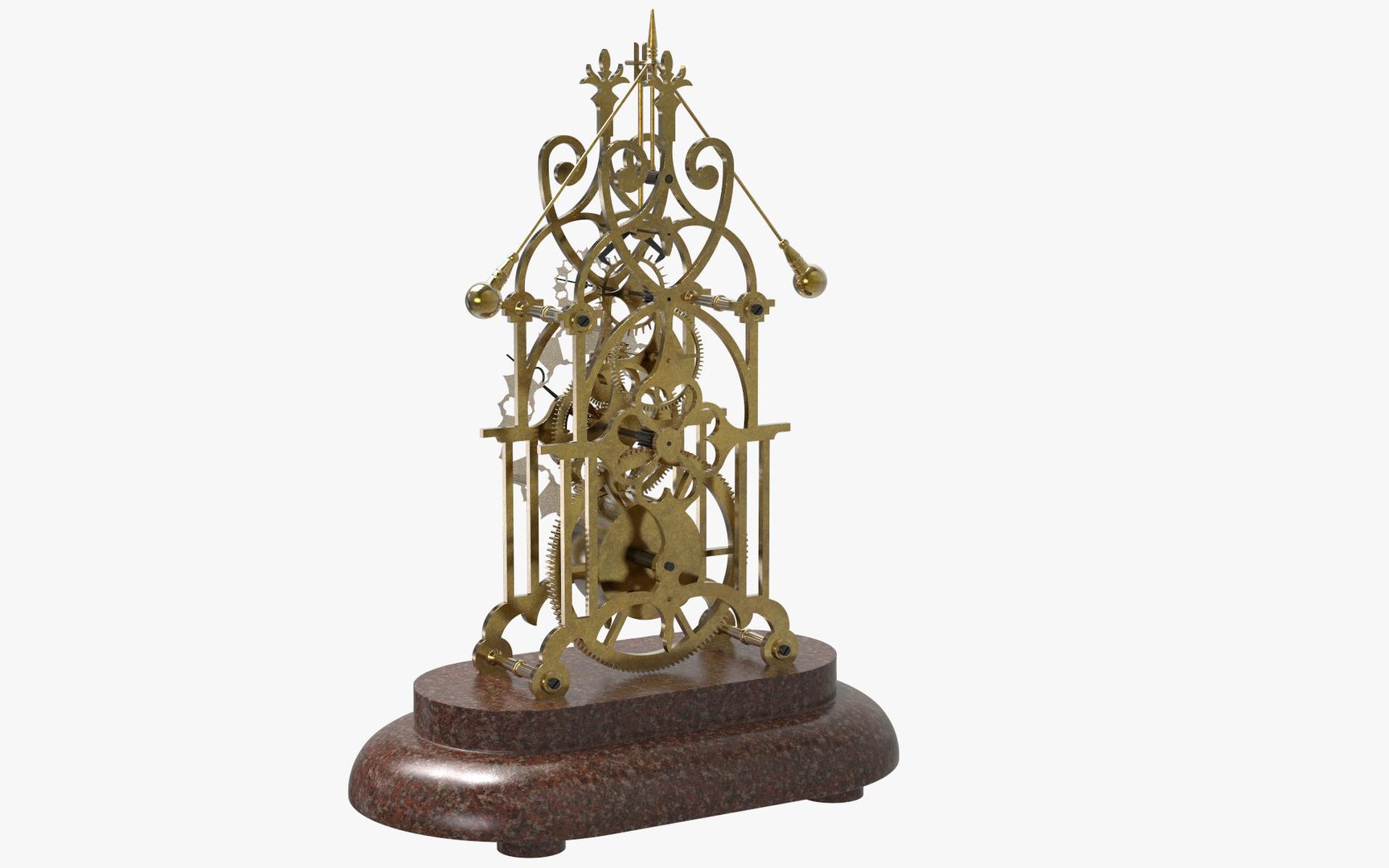 3D Model Victorian Mantel Skeleton Clock - TurboSquid 2229413