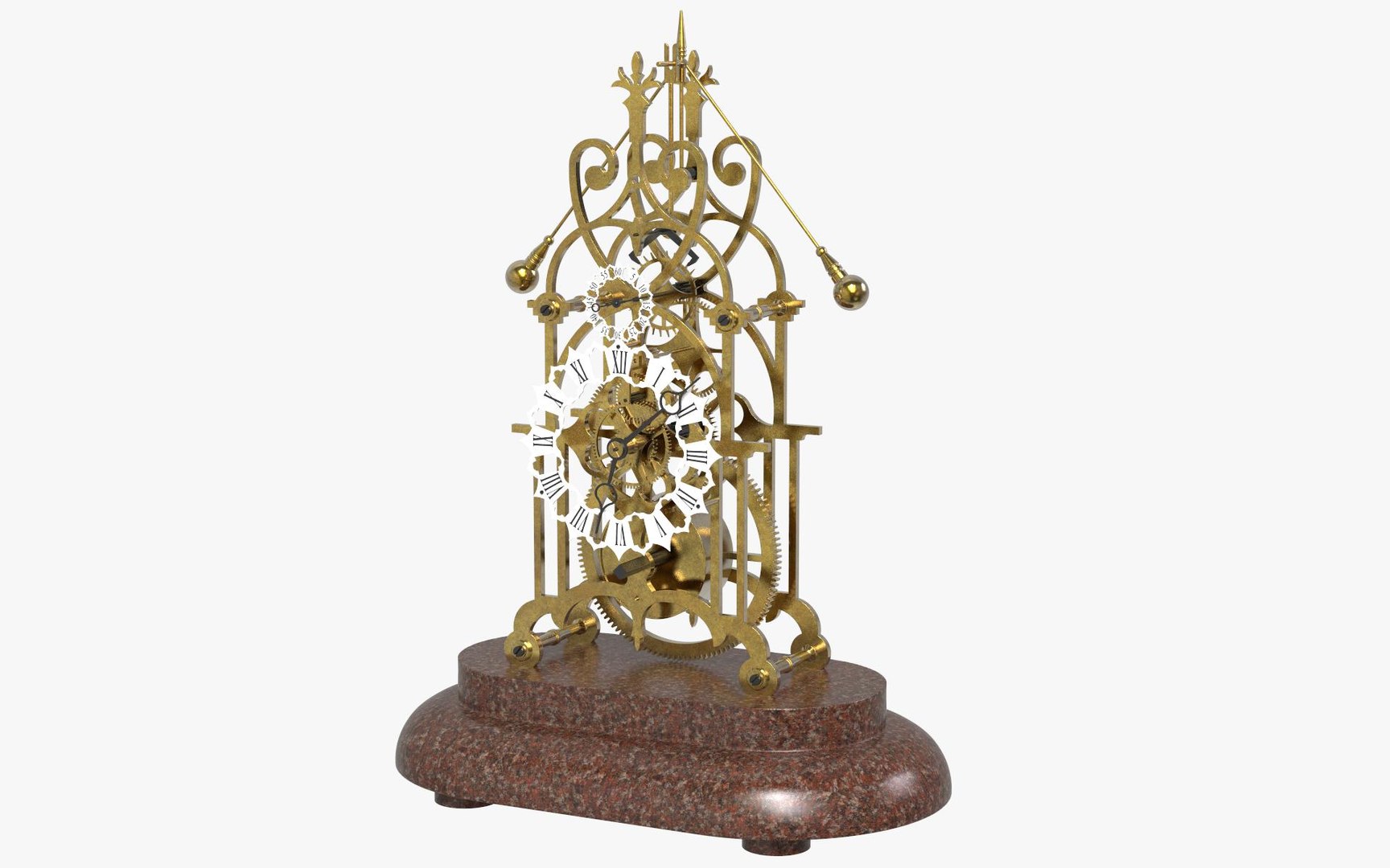 3D Model Victorian Mantel Skeleton Clock - TurboSquid 2229413