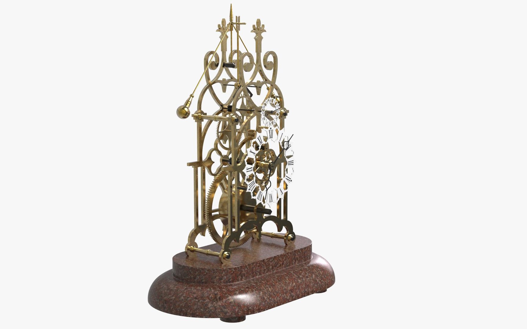 3D Model Victorian Mantel Skeleton Clock - TurboSquid 2229413