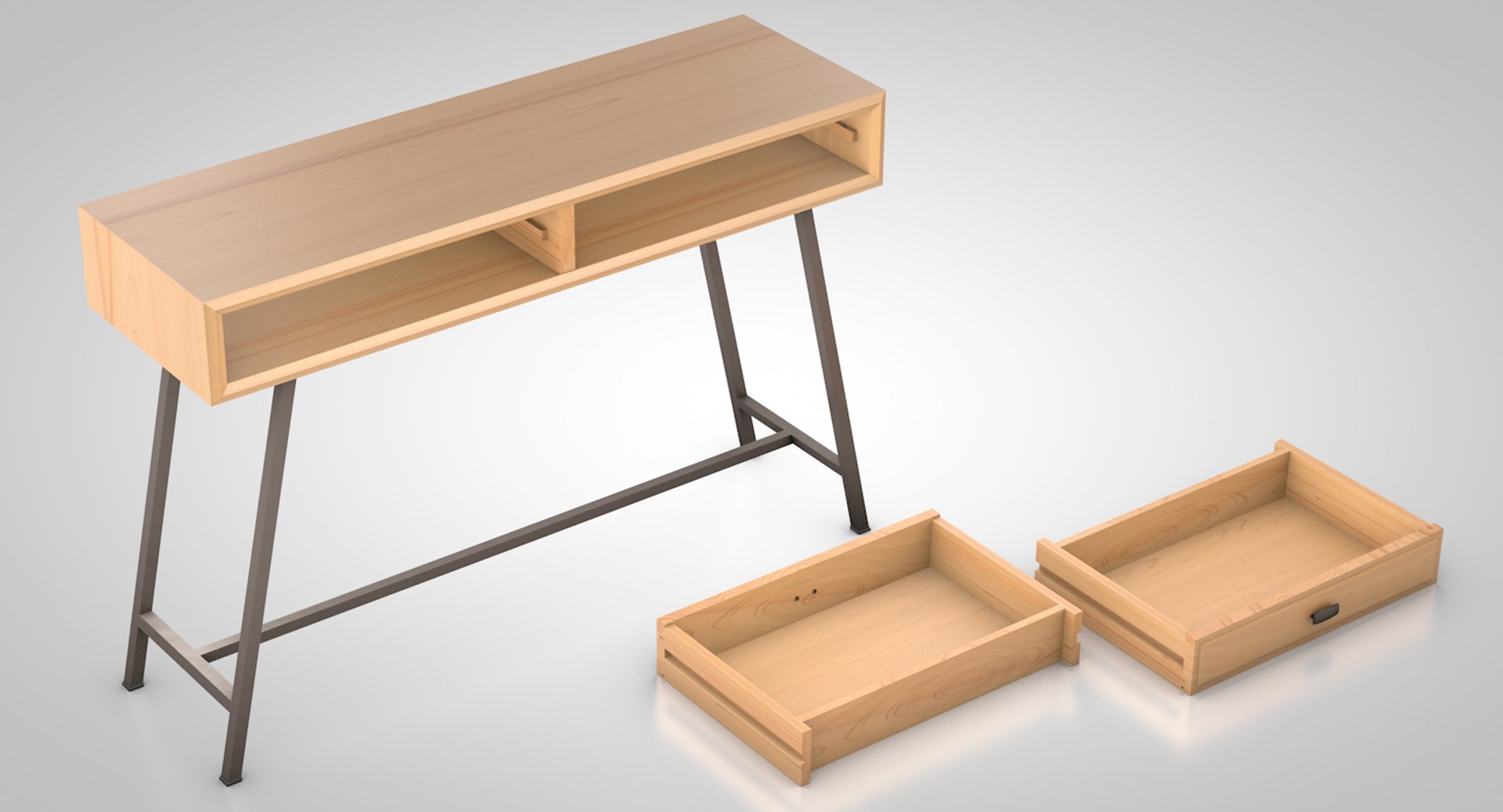 Mid-century Modern Console Table 3D Model - TurboSquid 1413680