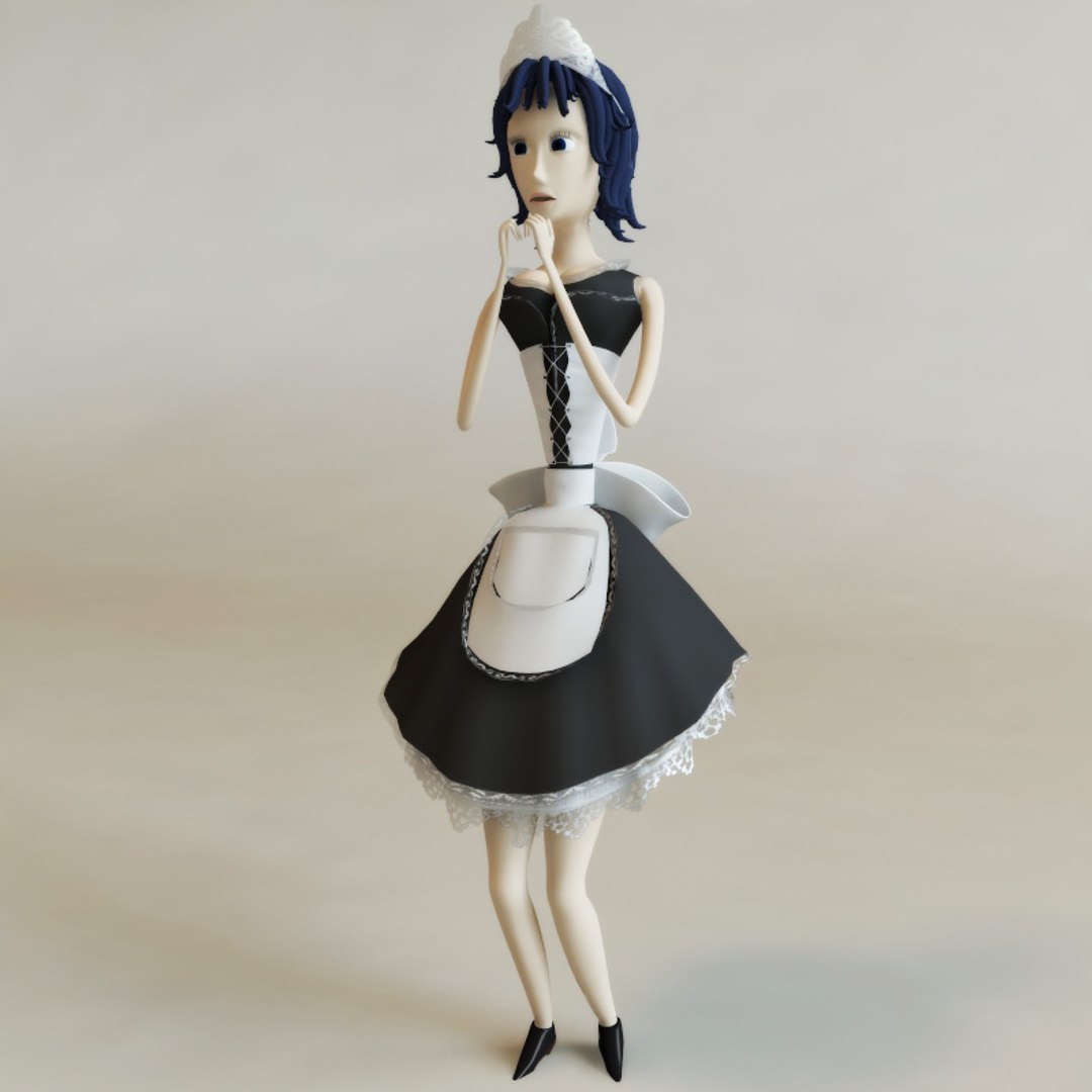 3d servant rigged animation model