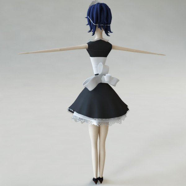 3d servant rigged animation model