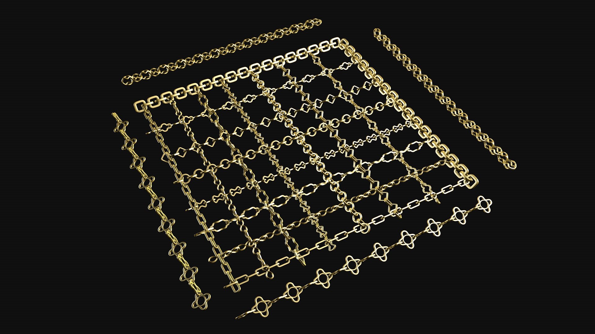 Set Of Ten Chains 3D Model - TurboSquid 2344712