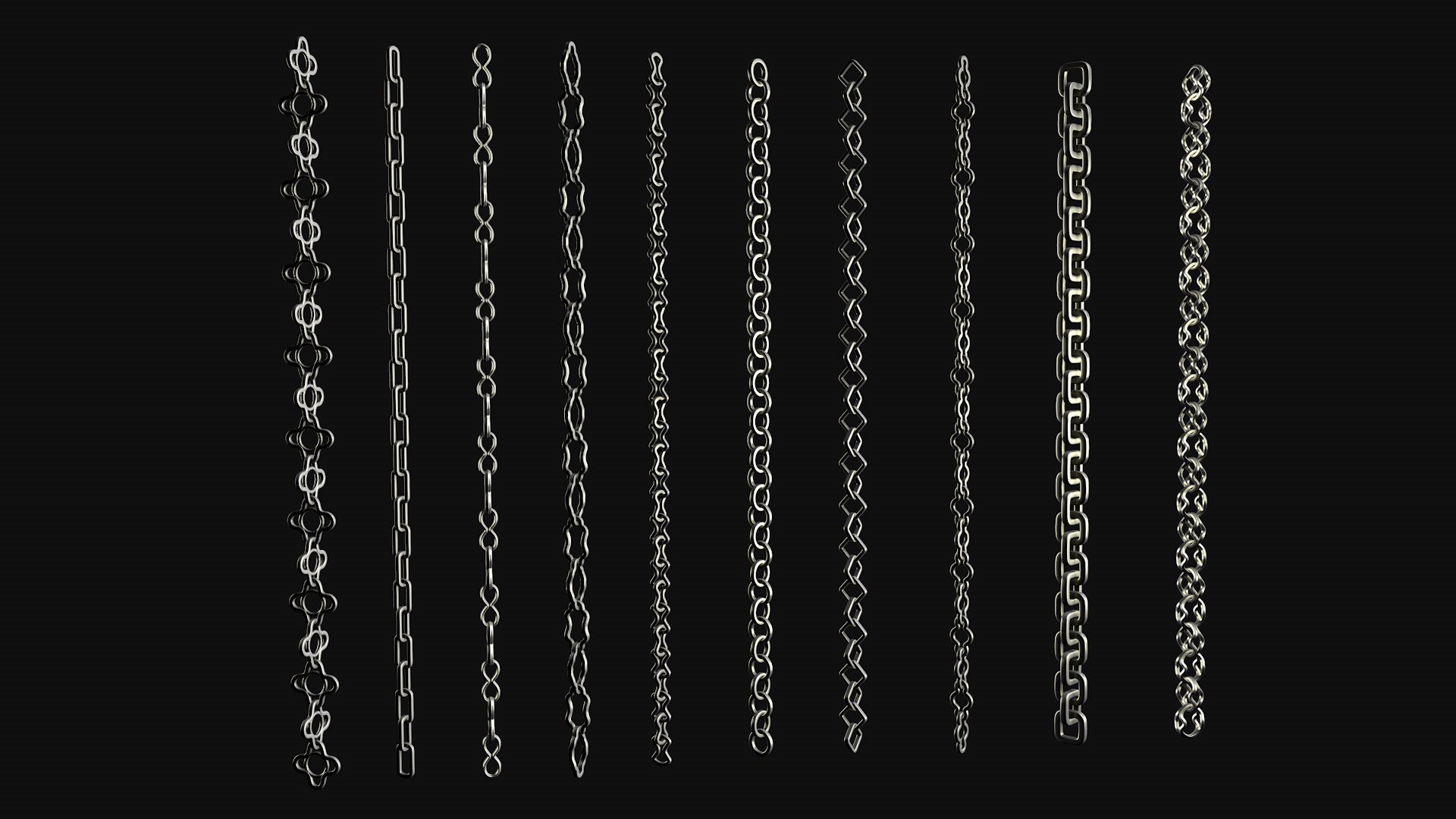 Set Of Ten Chains 3D Model - TurboSquid 2344712