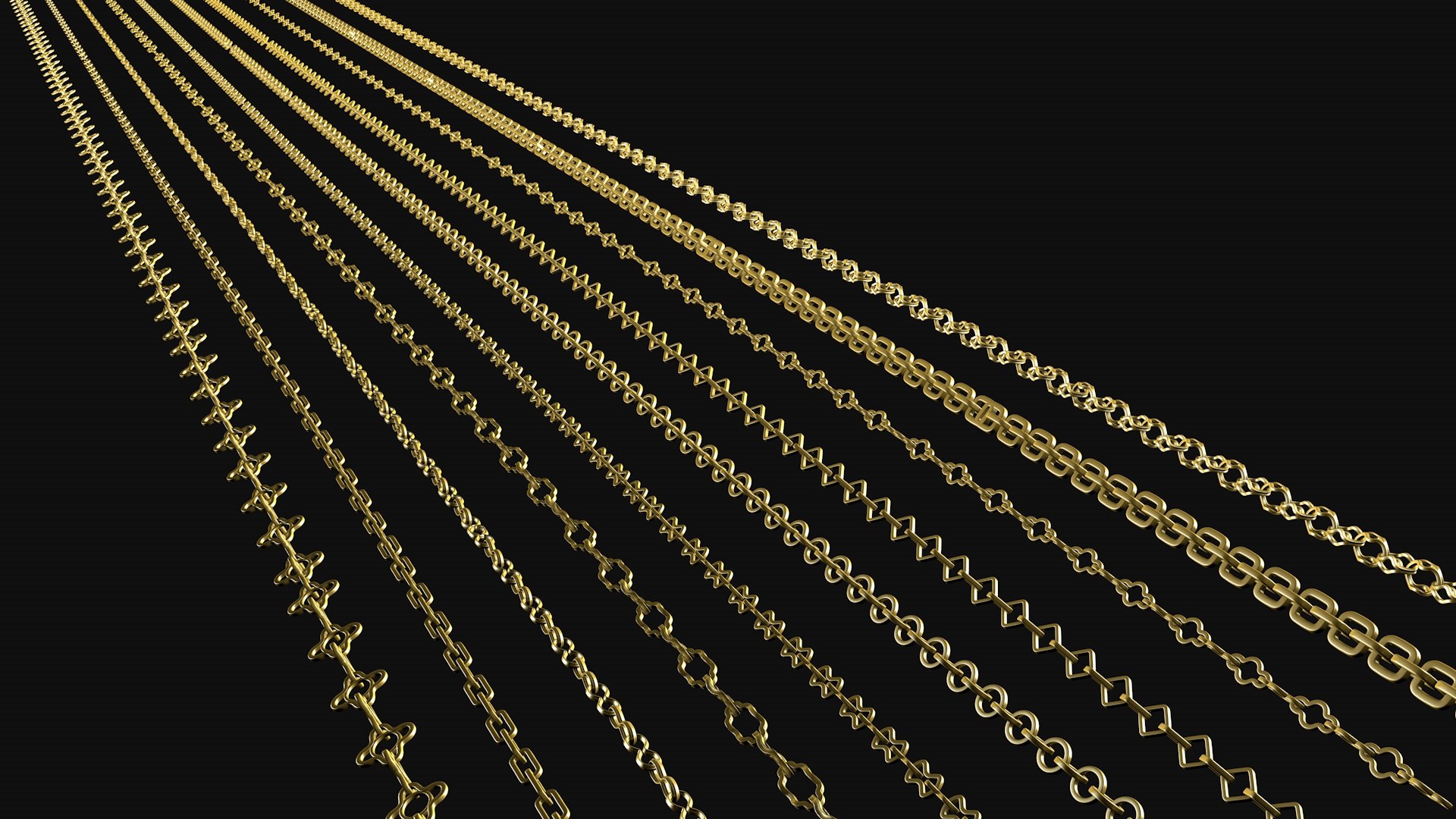 Set Of Ten Chains 3D Model - TurboSquid 2344712