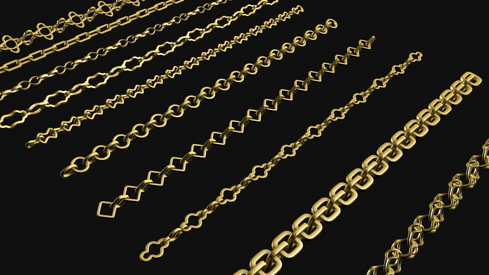 Set Of Ten Chains 3D Model - TurboSquid 2344712