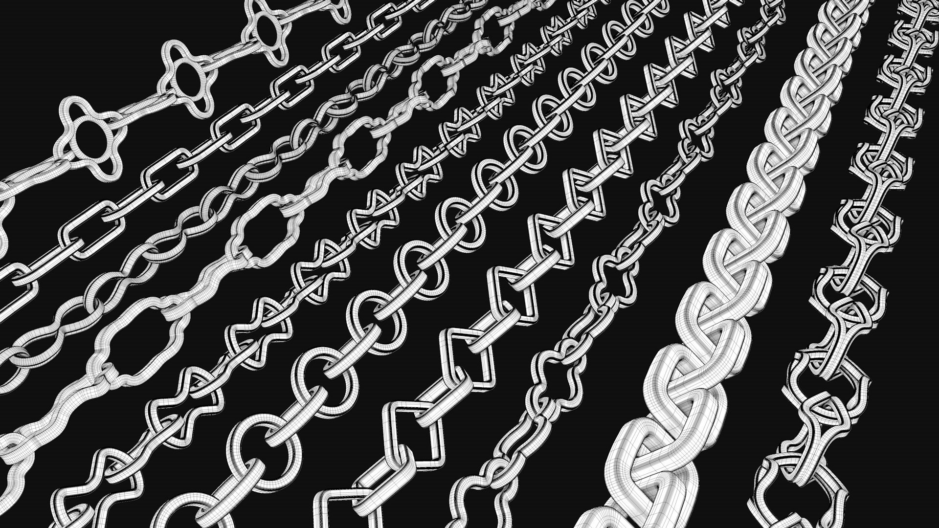 Set Of Ten Chains 3D Model - TurboSquid 2344712
