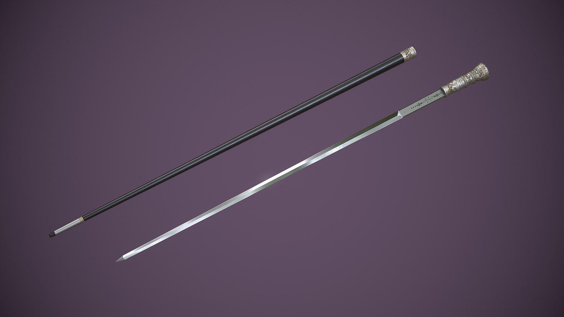 3D Model Victorian Cane-sword - TurboSquid 1948905