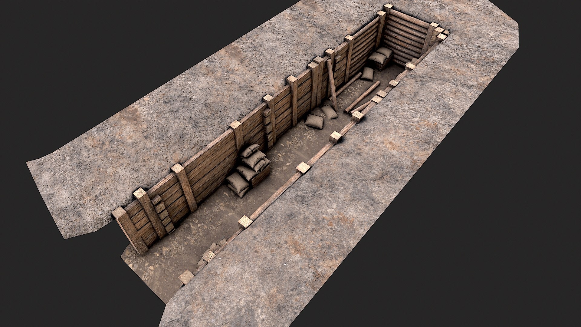 3D Modular Low Poly PBR Army Trenches - TurboSquid 2360175