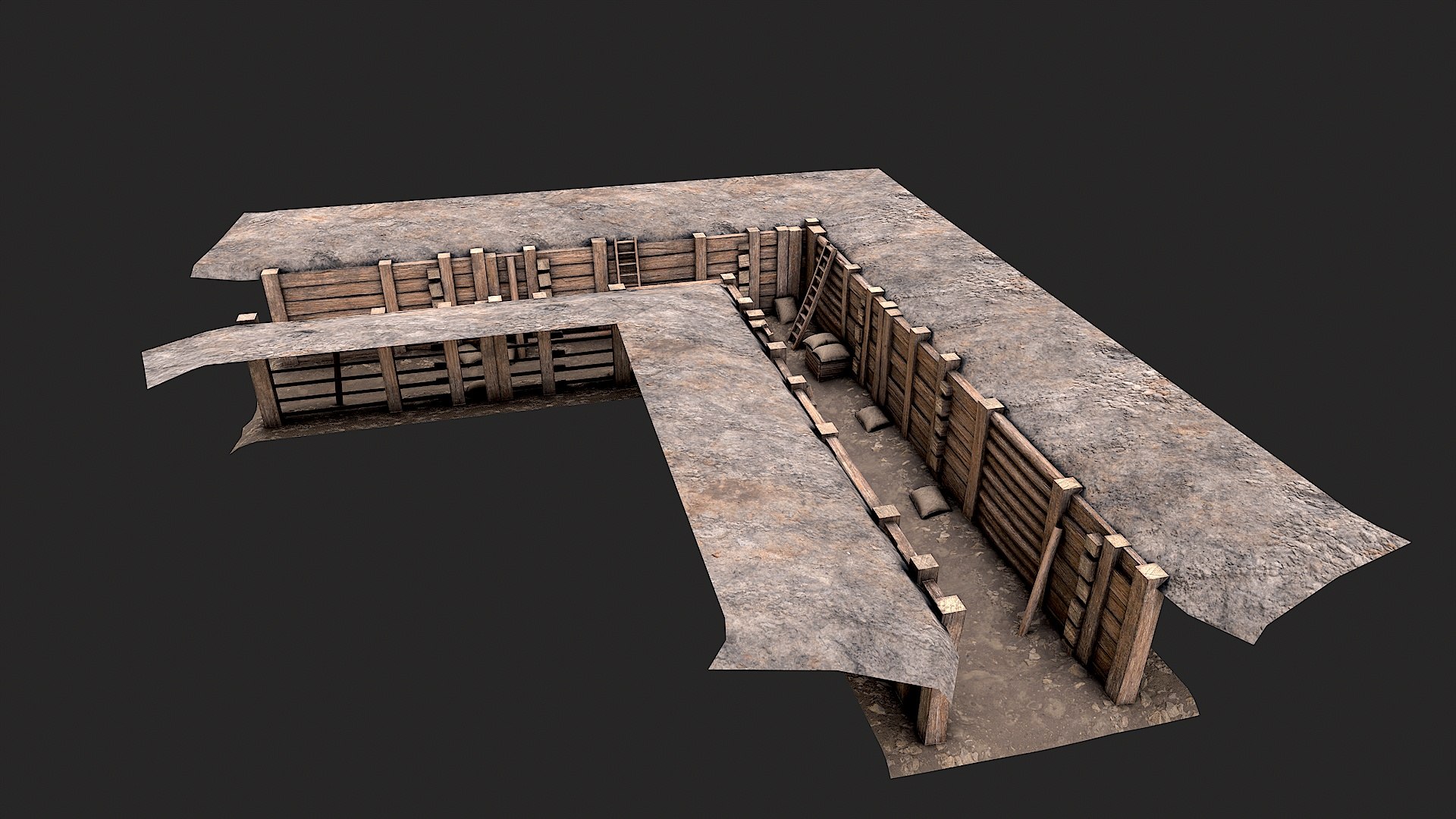 3D Modular Low Poly PBR Army Trenches - TurboSquid 2360175