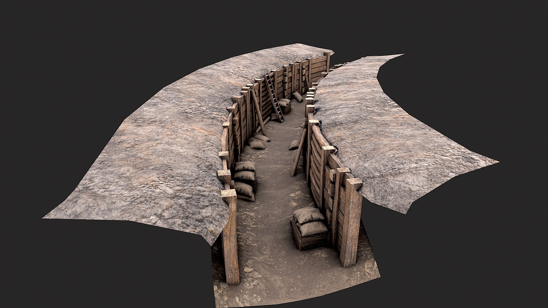 3D Modular Low Poly PBR Army Trenches - TurboSquid 2360175