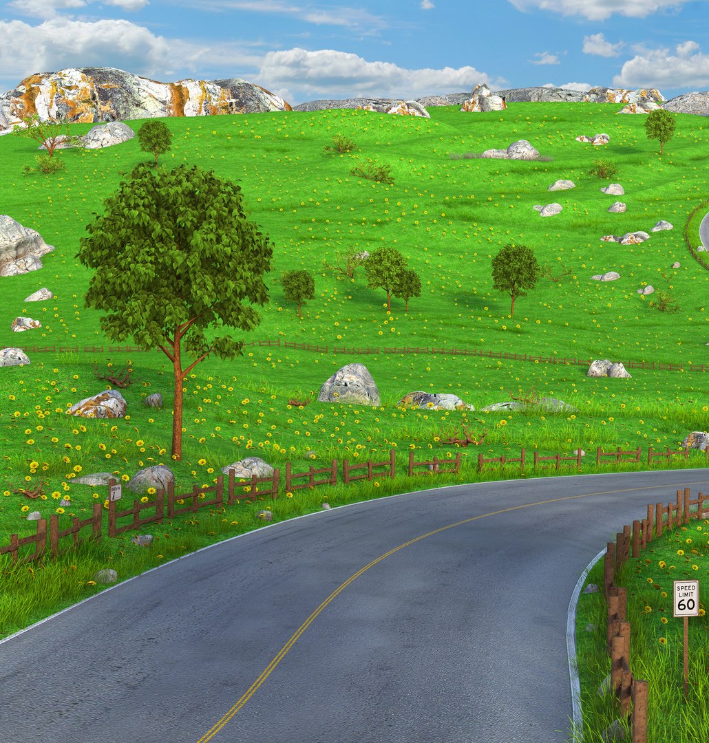 Road Cartoon Toon 3D Model - TurboSquid 1320989