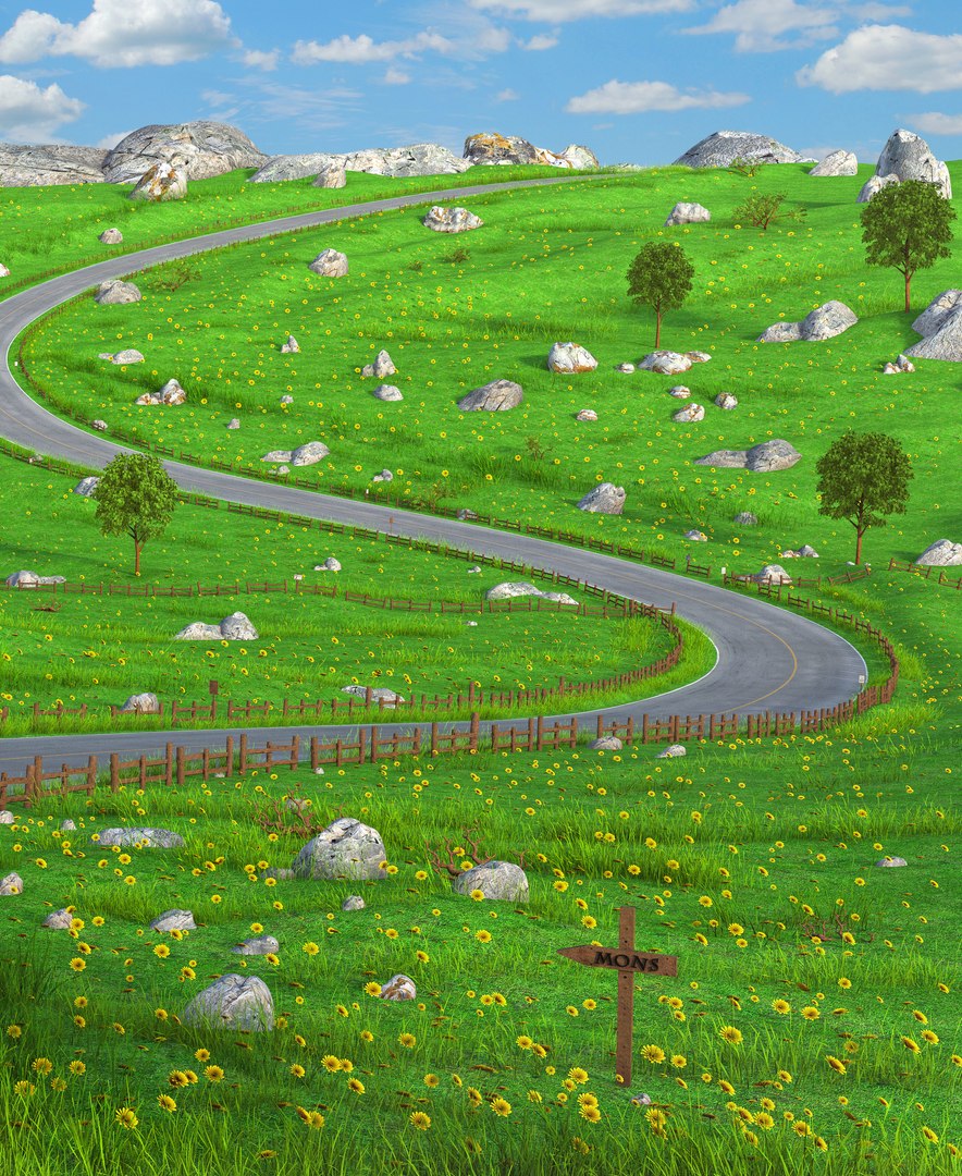 Road Cartoon Toon 3D Model - TurboSquid 1320989